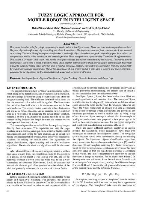 Pdf Fuzzy Logic Approach For Mobile Robot In Intelligent Space