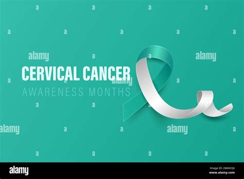 Cervical Cancer Banner Card Placard With Vector 3d Realistic Teal And