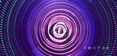 Array With Dynamic Particles Swirl With Connected Dots Abstract Science Or Technology