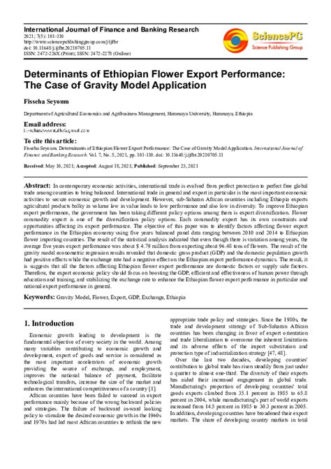 Pdf Determinants Of Ethiopian Flower Export Performance The Case Of Gravity Model Application