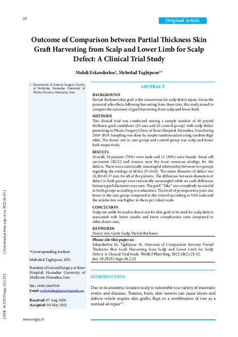 Pdf Outcome Of Comparison Between Partial Thickness Skin Graft