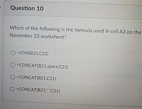 Solved Question 10which Of The Following Is The Formula Used