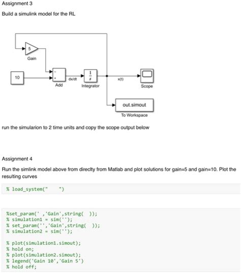 Solved Assignment Build A Simulink Model For The RL Gain Chegg