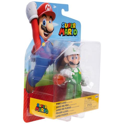 Nintendo Super Mario Action Figure Fire Luigi With Fireball 10cm