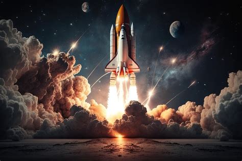premium photo on the starry sky rockets blast off into space concept of a rocket launch into space