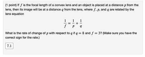 Solved Point If F Is The Focal Length Of A Convex Lens Chegg