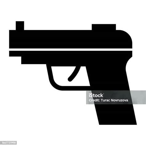 Icône Solide Pistolet Arme À Feu Ou Arme De Poing Symbole Darme De