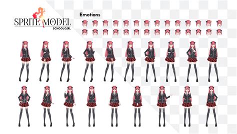 Premium Vector Set Of Emotions Sprite Full Length Character For Game