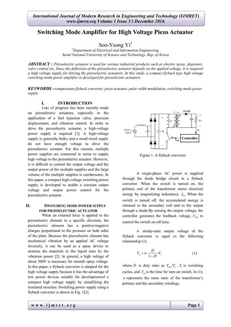 Switching Mode Amplifier For High Voltage Piezo Actuator Pdf