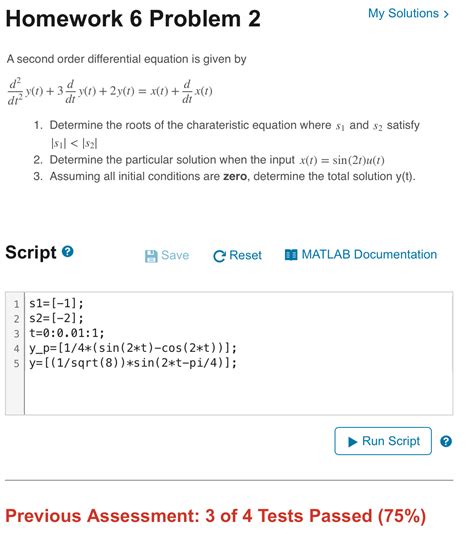 Solved Homework 6 ﻿problem 2my Solutions A Second Order