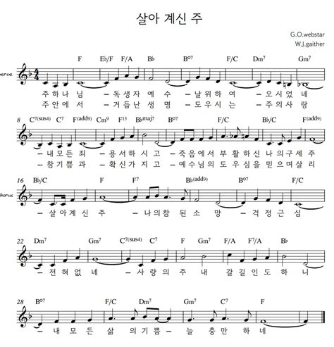 살아계신주 악보 가사 Ppt 무료듣기 찬양과하모니