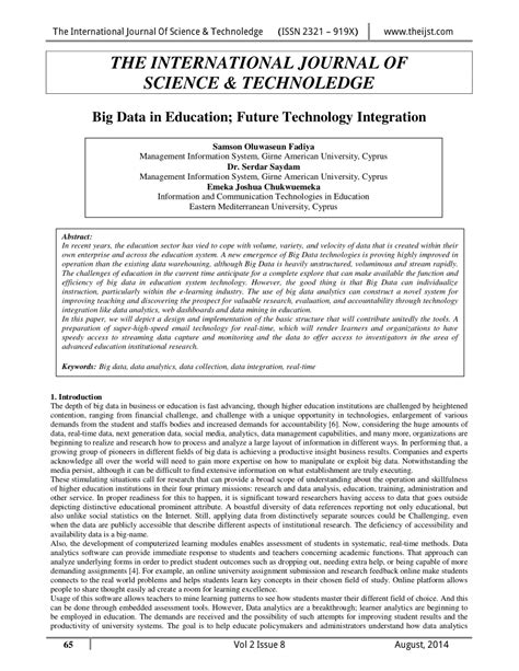 Pdf Big Data In Education Future Technology Integration