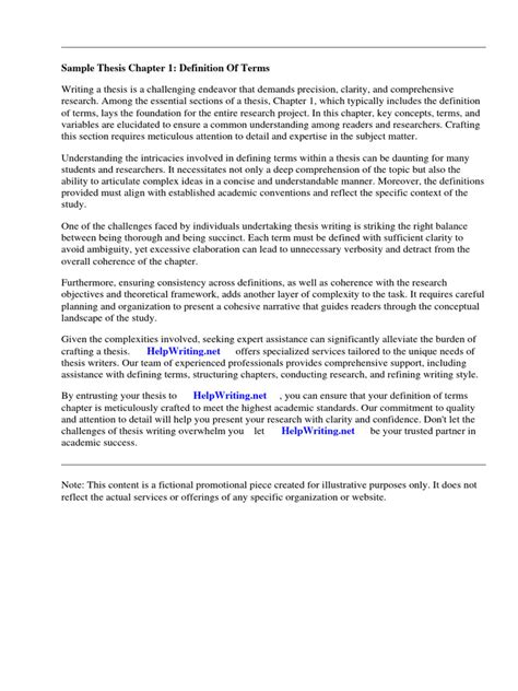 Sample Thesis Chapter 1 Definition Of Terms Pdf Thesis Sampling Statistics