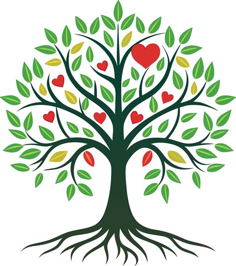Simple Love Tree With Roots Green Design With Eco Friendly Illustration Vector Art At