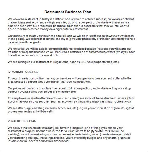 Restaurant Business Plan Template Microsoft Word Free Word Template