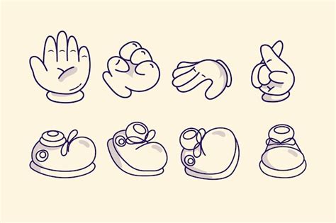 Dibujado A Mano Ilustración De Manos Y Pies De Dibujos Animados Retro