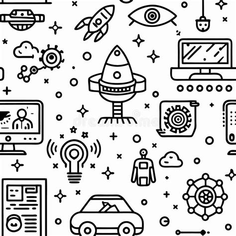 Seamless Pattern Of Technology Innovation And Future Icons Stock