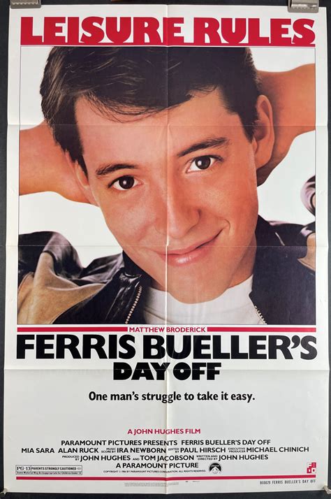 FERRIS BUELLER S DAY OFF Original Cult Classic Folded High School