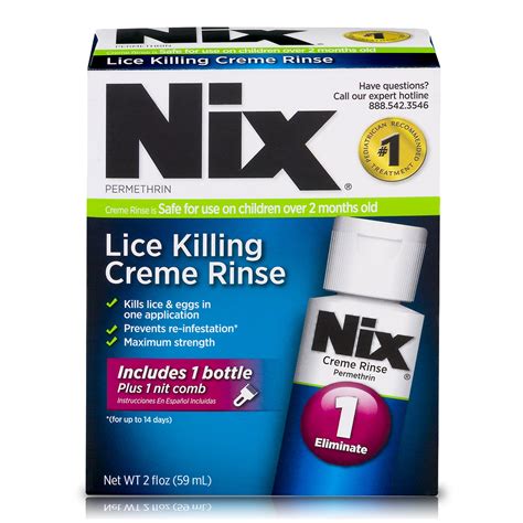 Nix Lice Killing Creme Rinse 2 Oz And Nit Comb To Remove Lice And Eggs