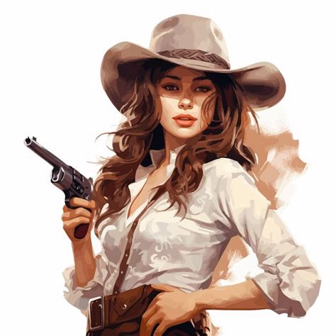 Premium Vector Vectorillustrationofwesterngirlwithrevolve