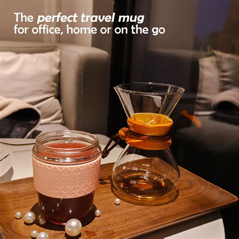 Glass Travel Coffee Mug With Flip Top Lid