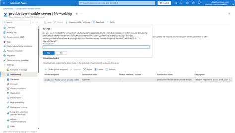 reject private endpoint connections azure database for postgresql