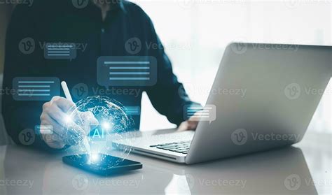 Programmer People Working Laptops Or Smartphones With Ai Artificial Intelligence Software