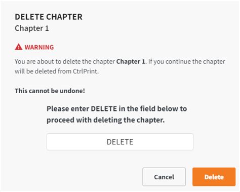 Delete Chapters CtrlPrint Support