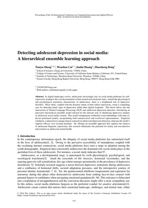 Pdf Detecting Adolescent Depression In Social Media A Hierarchical