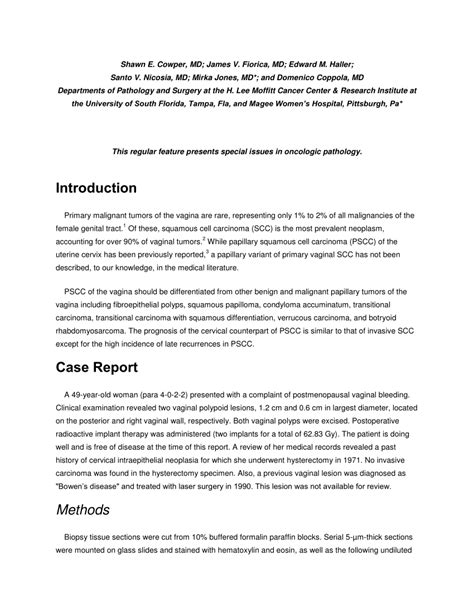 Pdf Papillary Squamous Cell Carcinoma Of The Vagina