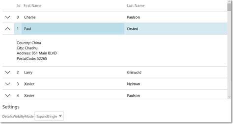 Row Details Blazor Componentone