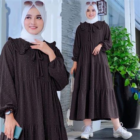 Jual MIDI DRESS CRINGKLE URAGIRI MIDI DRESS MUSLIM DRESS POLKA Shopee Indonesia