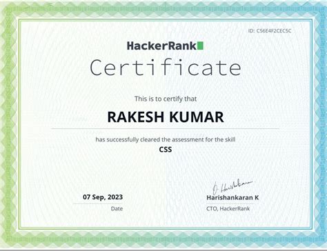 Rakesh Kumar On Linkedin Hackerrankcertified Css Webdevelopement