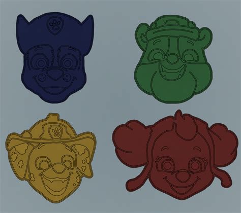 Stl File Paw Patrol Chase Marshall Rubble Skye Cookie Shape・3d