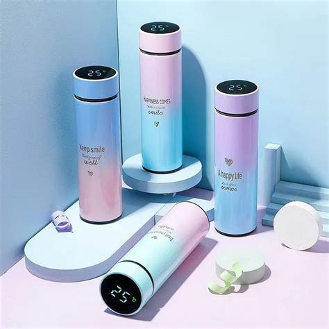Buy China Wholesale 304 Stainless Steel Gradient Color Korean Smart Ts Thermos Bottle With