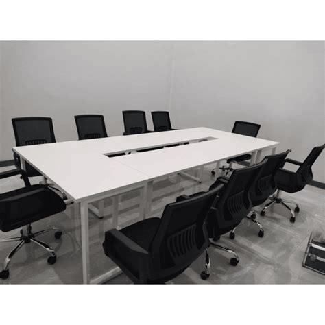 โต๊ะประชุม 8 10 ที่นั่ง สีขาวล้วน ขนาด 300 X135 X75 ซม Siamfurniture