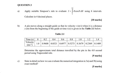 Solved QUESTION A Apply Suitable Simpson S Rule To Chegg Com