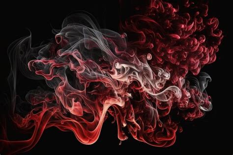 Premium Ai Image On A Black Background Crimson Smoke Puffs Are