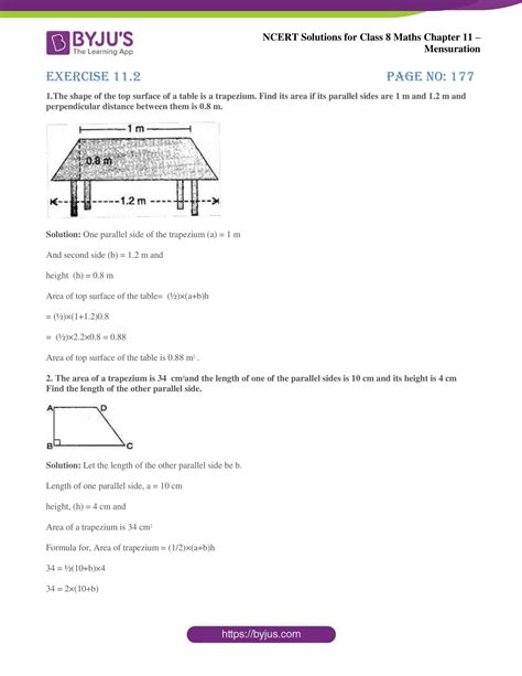 Ncert Solutions For Class 8 Maths Chapter 11 Mensuration