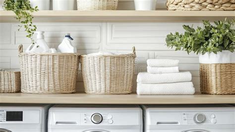 A Clean Arrangement Of Modern Laundry Baskets Styled For Eco Friendly