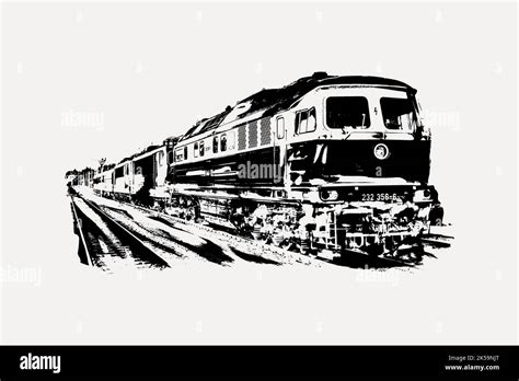 Train Drawing Vintage Transportation Illustration Vector Stock Vector