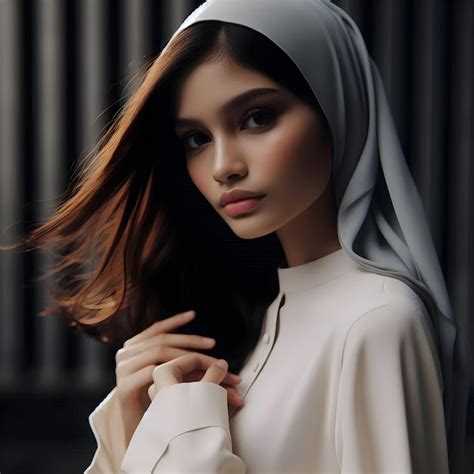 A Woman With A Scarf That Says Quot The Word Quot On It Premium Ai
