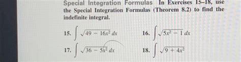 Solved Special Integration Formulas In Exercises 15 18 Use