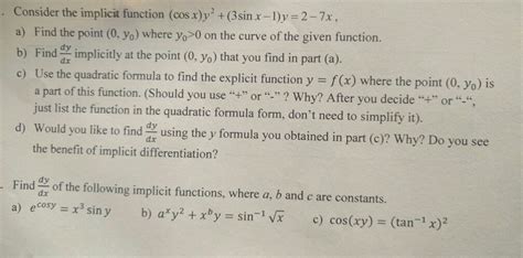 solved consider the implicit function cos x y 3 sin x 1