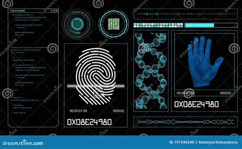 Futuristic Hud Elements On A Computer Display With Human Scanning Molecular Structure And