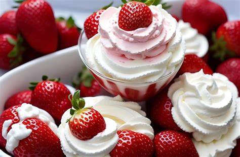 Premium Photo Strawberries And Cream
