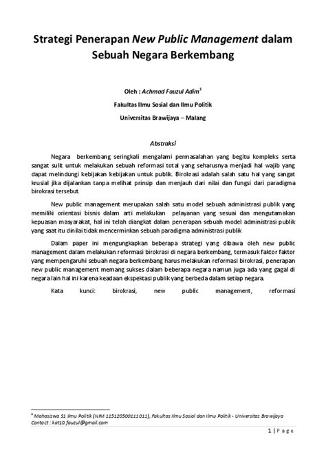 Doc Npm New Public Management Dalam Sebuah Negara Berkembang