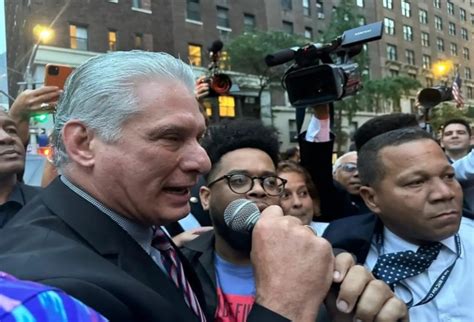 Cuban President Díaz Canel joins Cuba solidarity rally in New York street