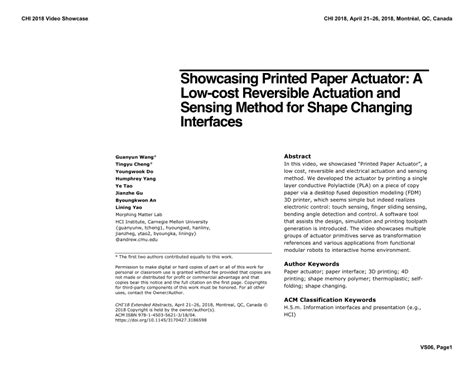 Pdf Showcasing Printed Paper Actuator A Low Cost Reversible Actuation And Sensing Method For