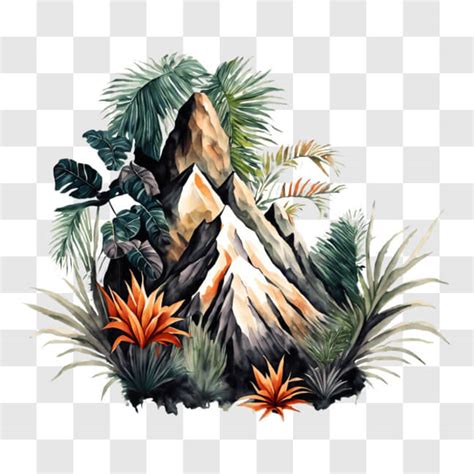 Download Tropical Mountain Landscape Art Print Png Online Creative